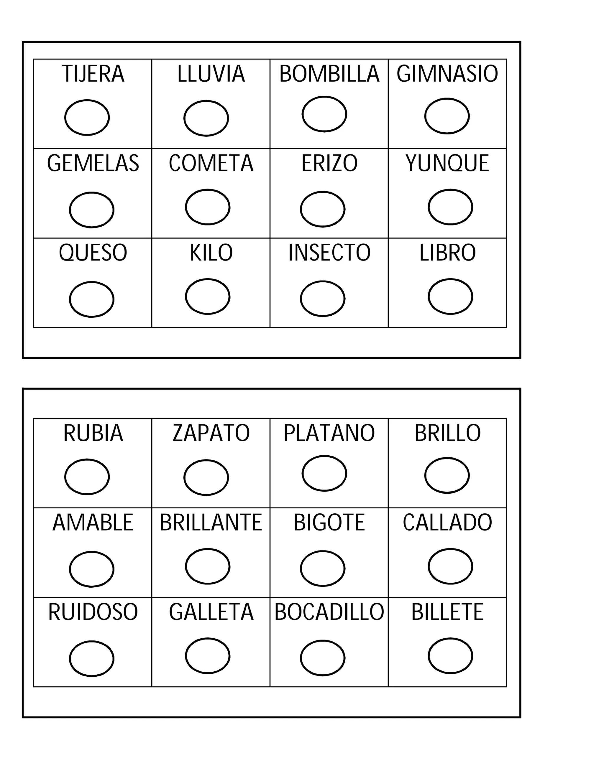 Loteria palabras | PDF