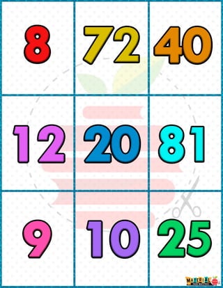 Loteria tablas de multiplicar | PDF