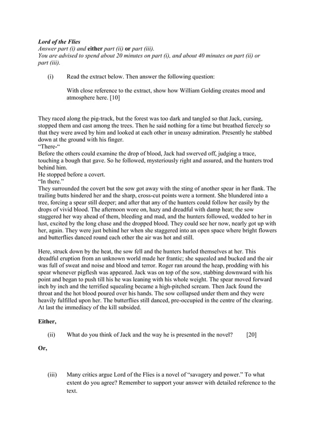 Lotf practice essay 1 | PDF