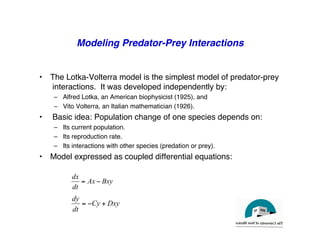 Lotka-Volterra model ( Predator prey model) | PDF