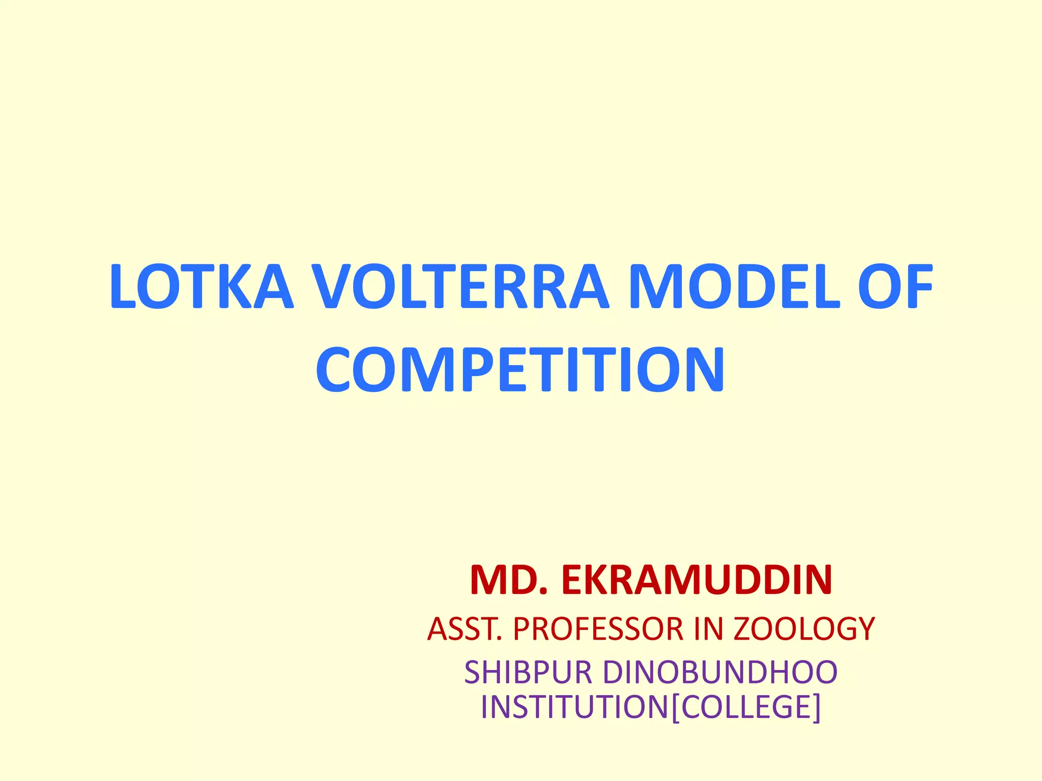 Lotka volterra model of competition | PPTX