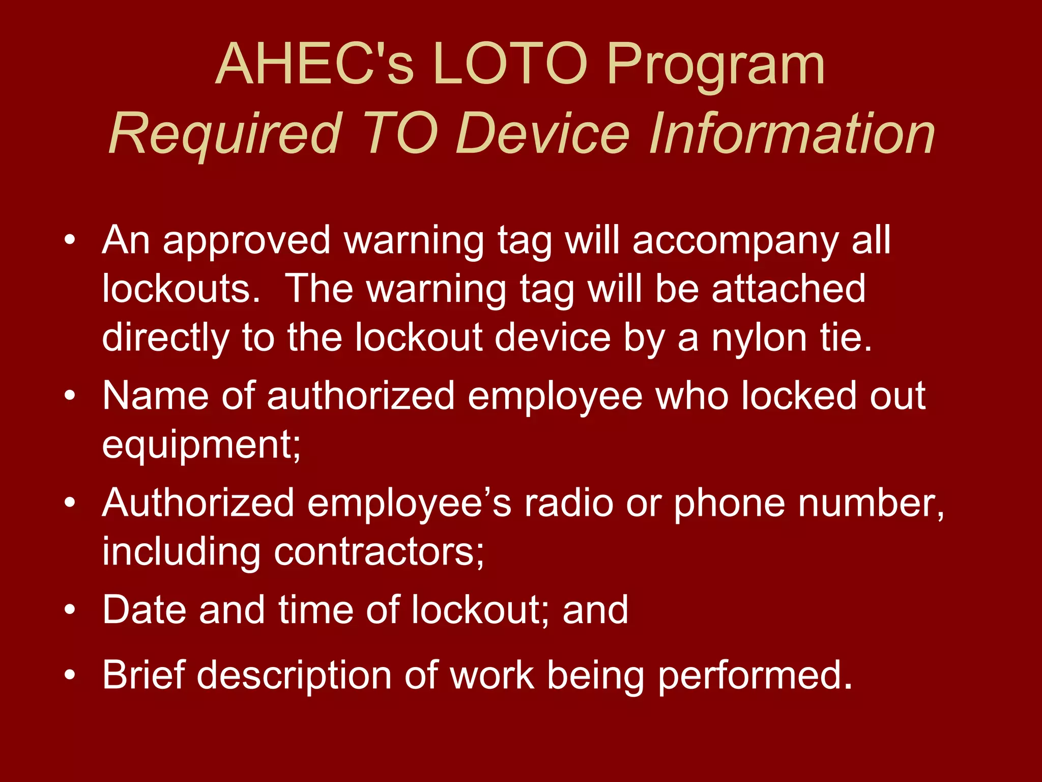 Lock Out Tag Out (LOTO) | PPTX