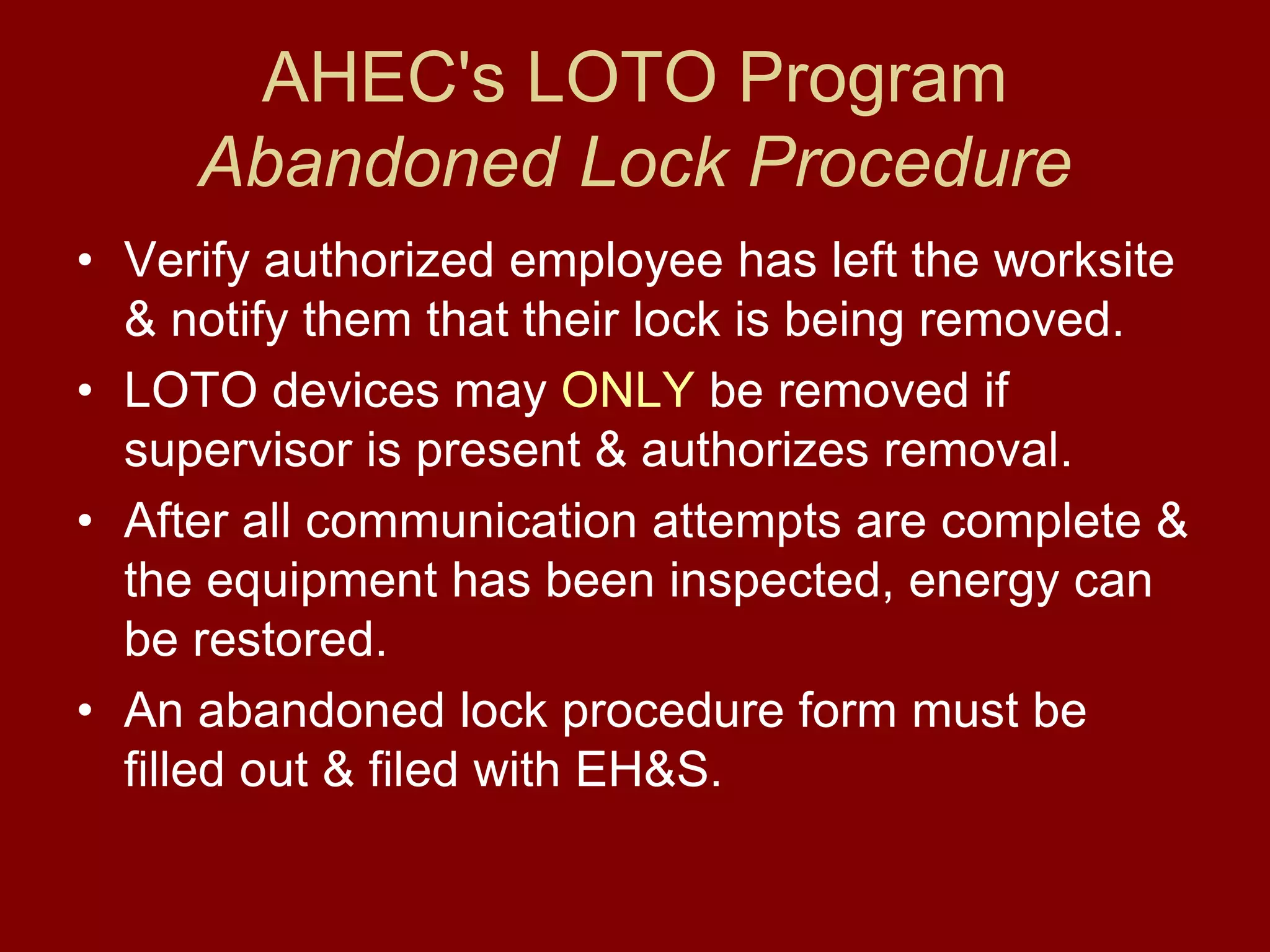 Lock Out Tag Out (LOTO) | PPTX