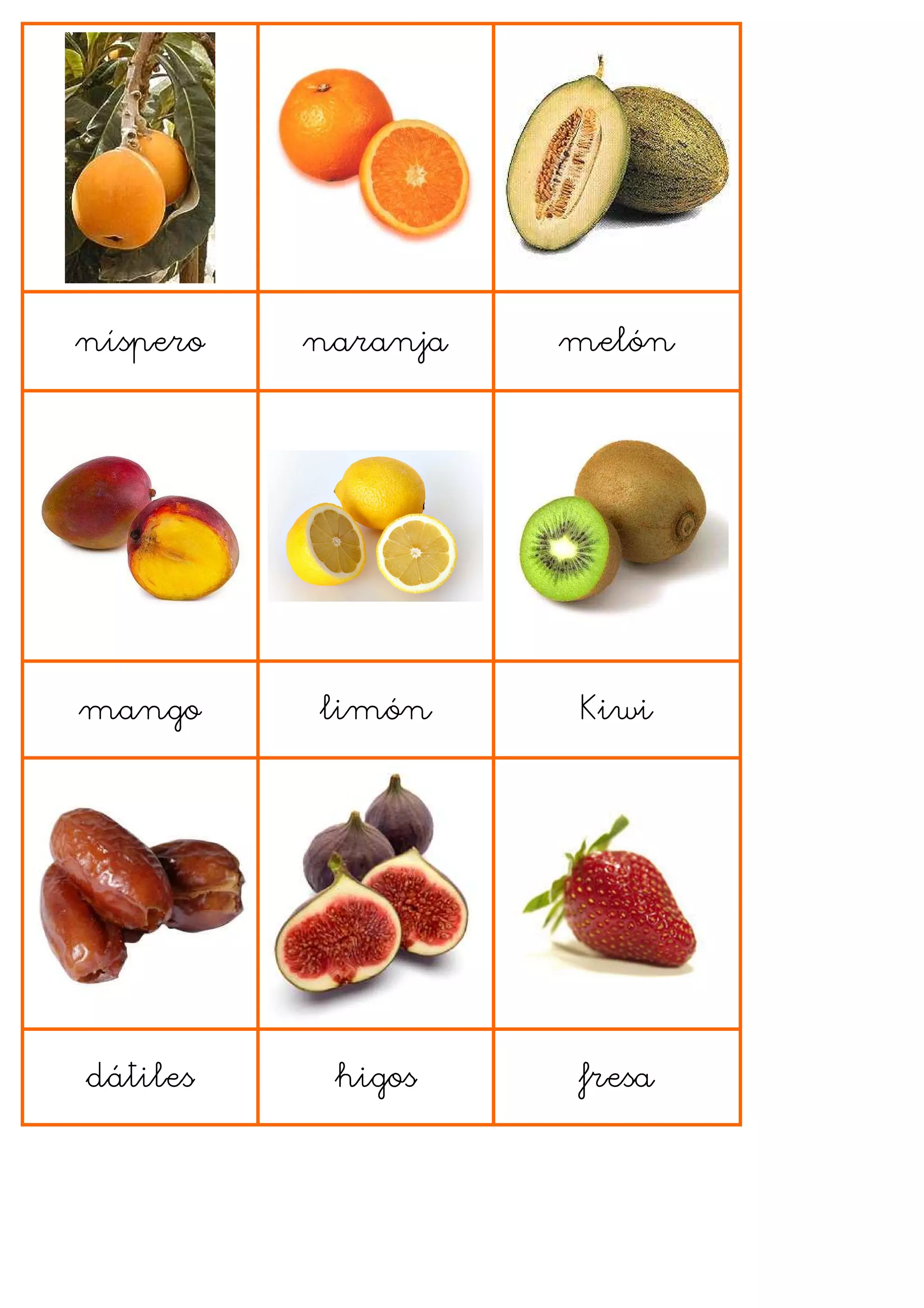 Loto frutas en fichas | PDF
