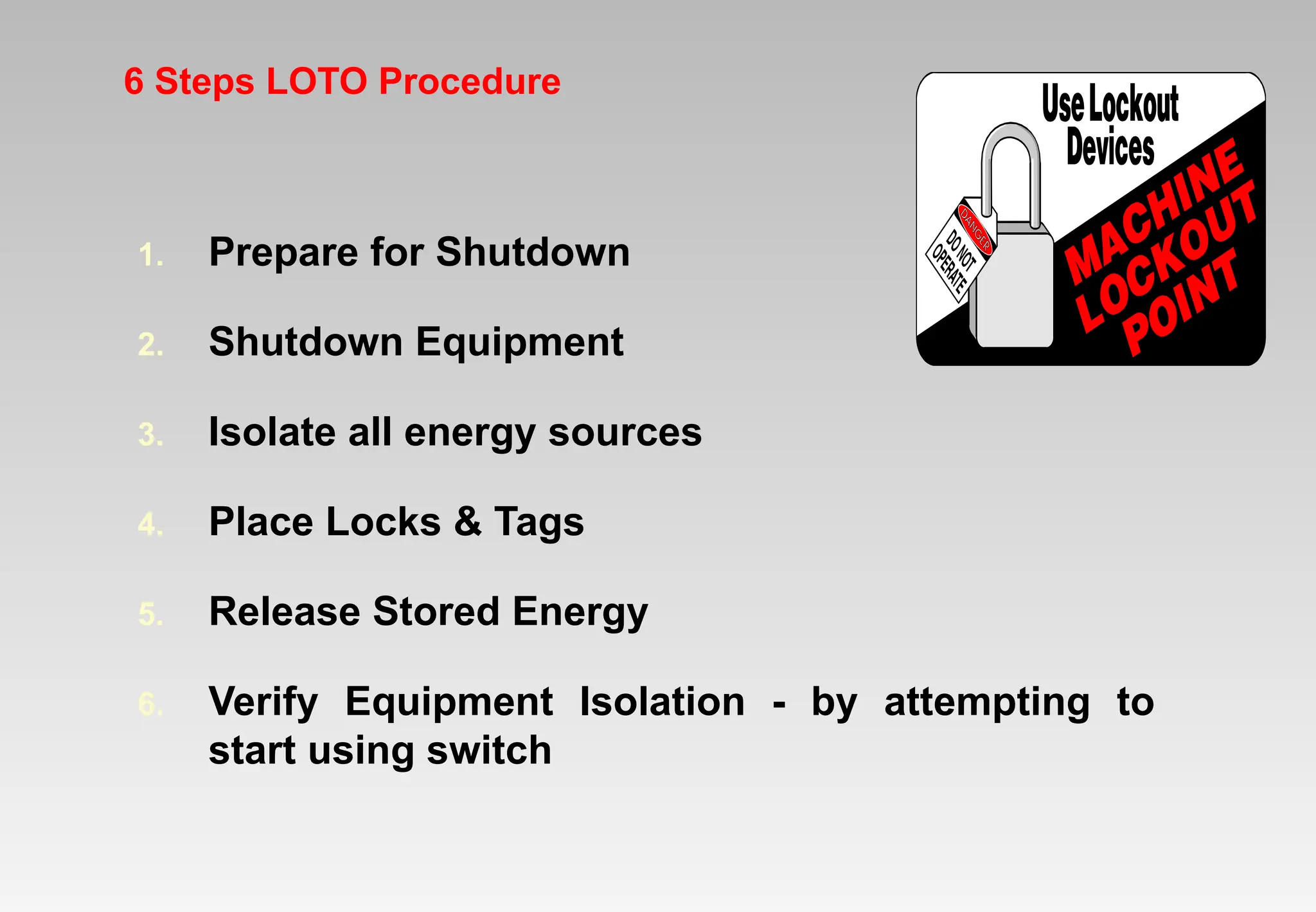 Lock out/ tag out Presentation (LOTO) training how to use Lock out tag ...