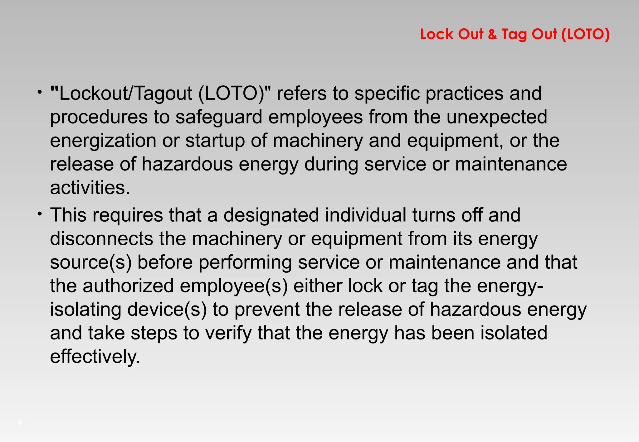 Lock out/ tag out Presentation (LOTO) training how to use Lock out tag ...