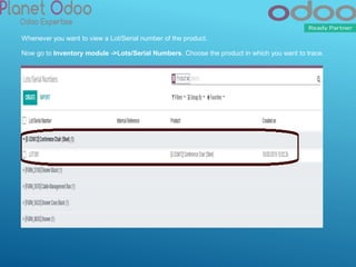 Lots and serial numbers in odoo | PPTX