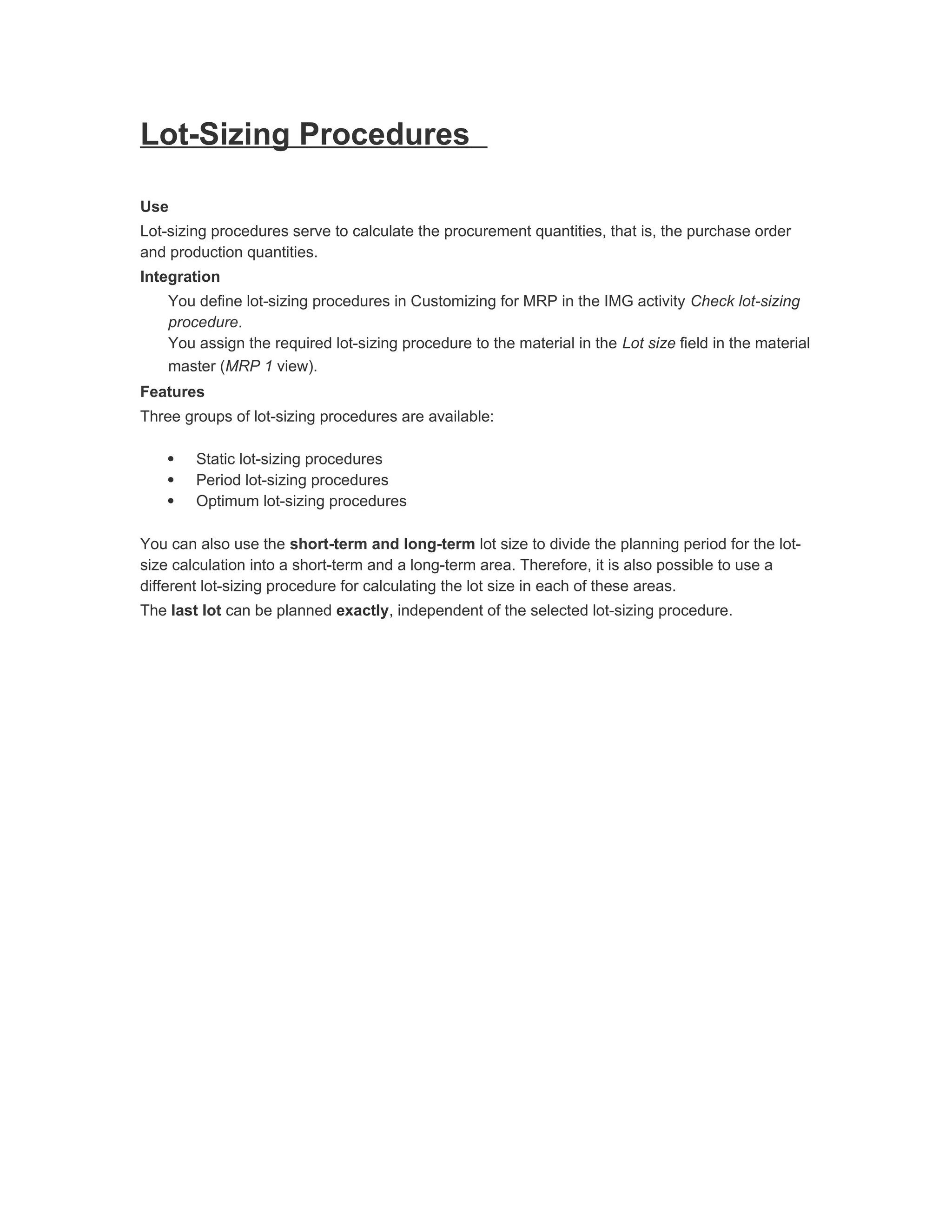 SAP CONSUMPTION BASED PLANNING LOT SIZE | DOCX