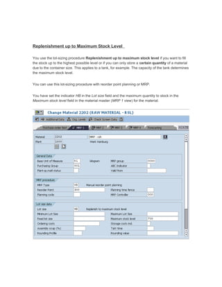 SAP CONSUMPTION BASED PLANNING LOT SIZE | PDF