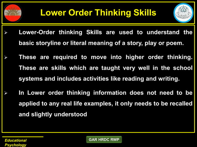 LOTS vs HOTS.pptx | Educational Assessment | Education