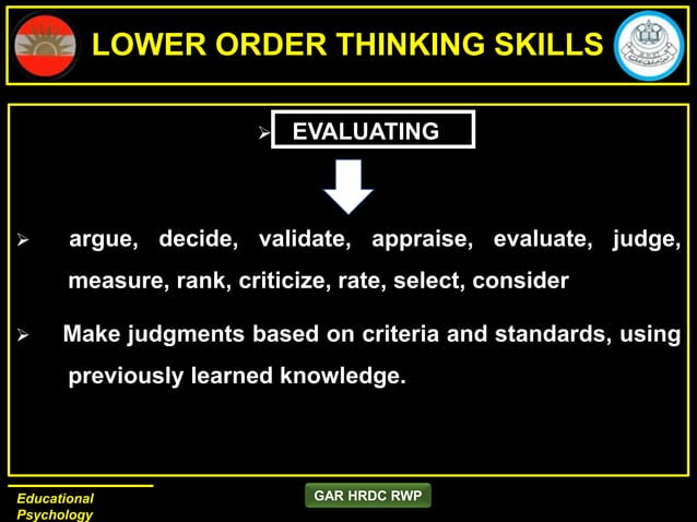 LOTS vs HOTS.pptx | Educational Assessment | Education