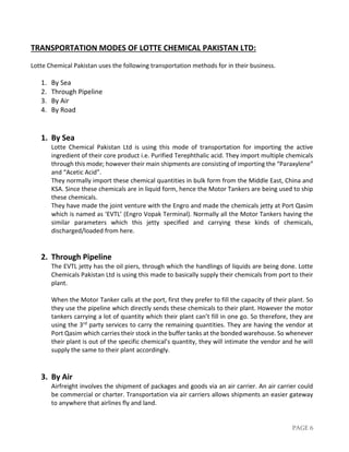 Lotte Chemical Pakistan Transportation system | PDF | Air Travel ...