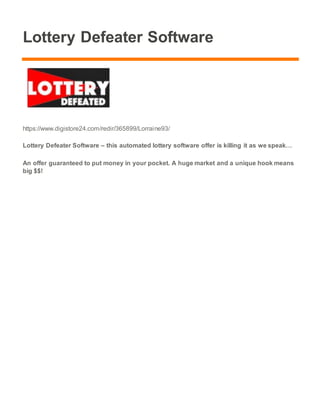 Lottery defeater software | PDF