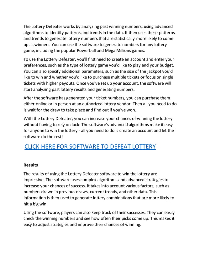 Lottery Defeater Software | PDF