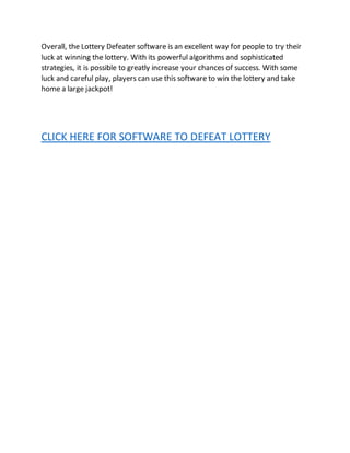 Lottery Defeater Software | PDF