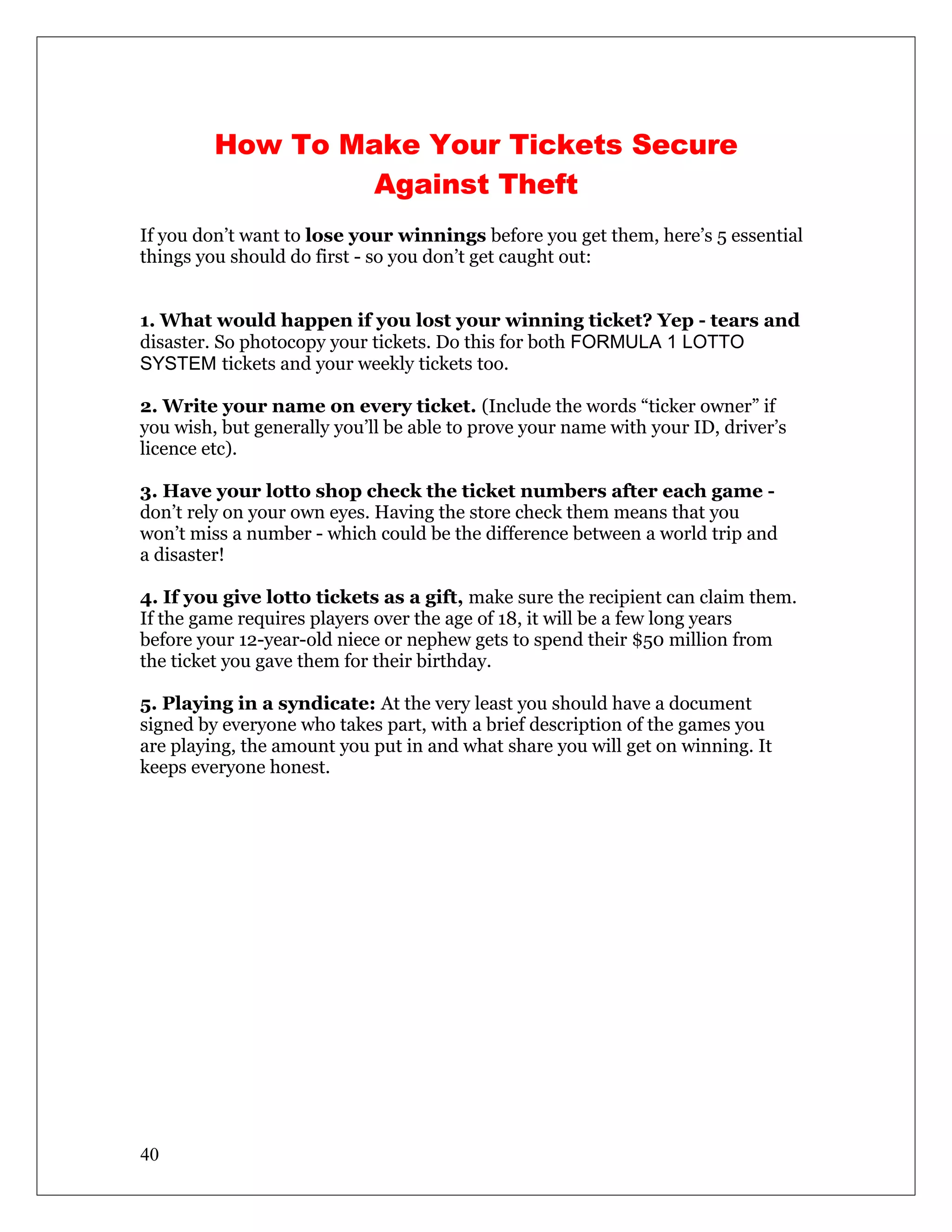 ‘LOTTO WINNING SECRETS – REVEALED By An MIT Professor’ | DOC