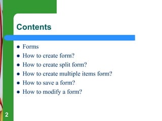 Creating and modifying a form | PPT
