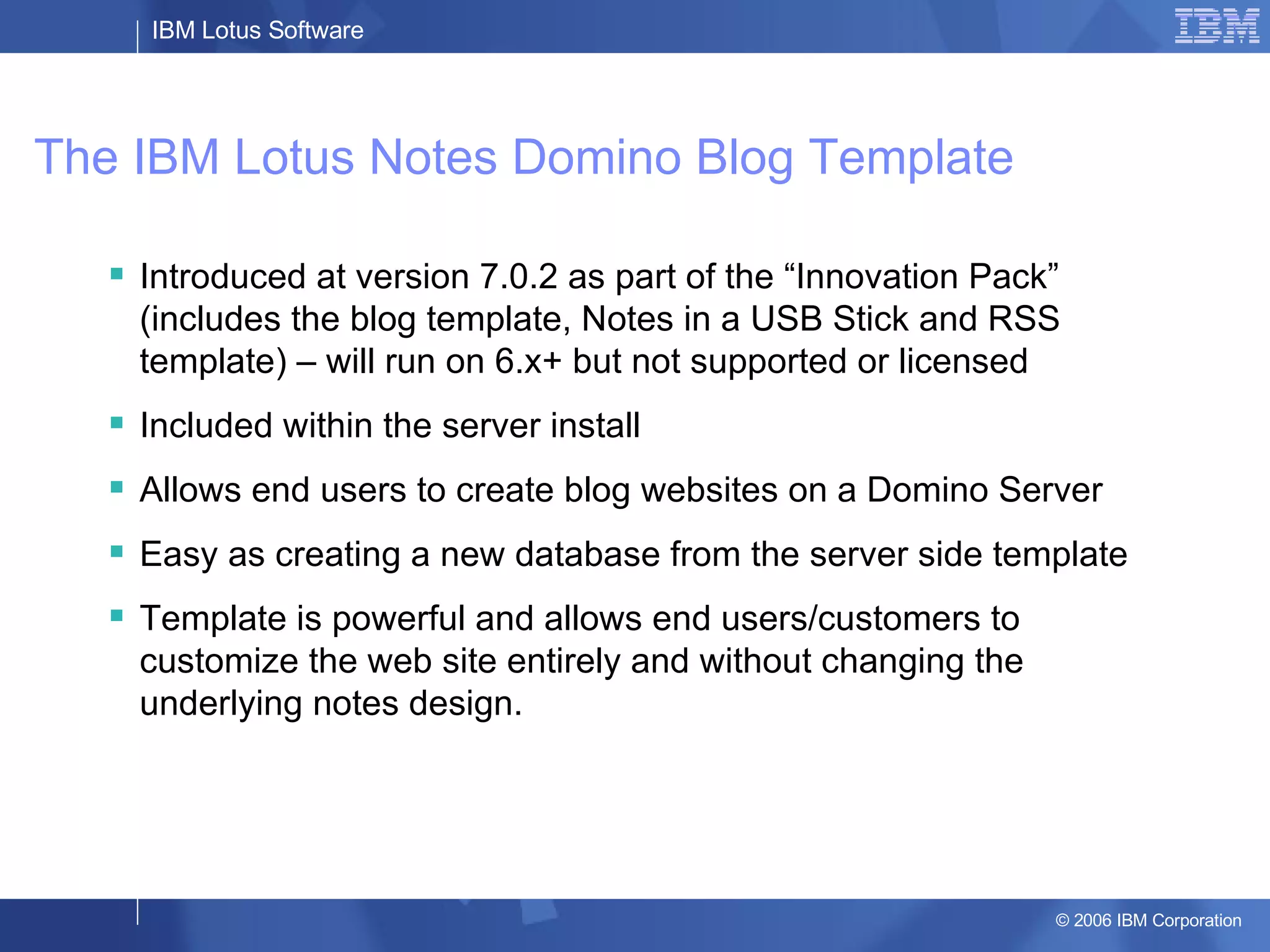 Lotus Notes Blog Template | PPT