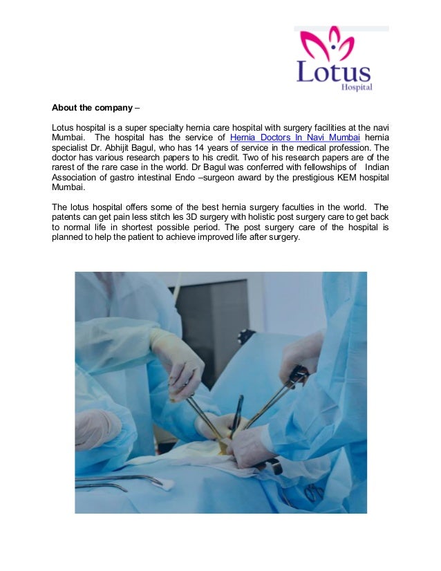Lotus hospital offers painless stitch less 3 d hernia surgery and ...