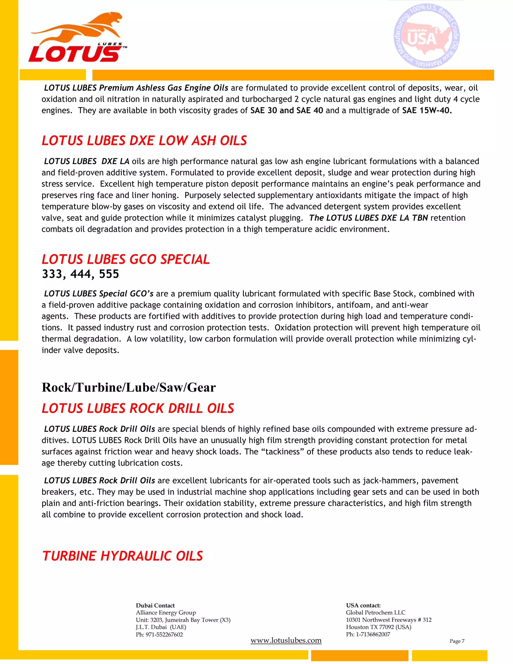 Lotus lubes products catalog | PDF