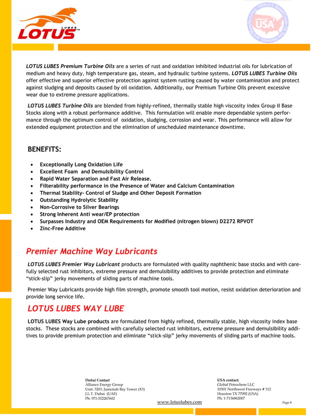 Lotus lubes products catalog | PDF