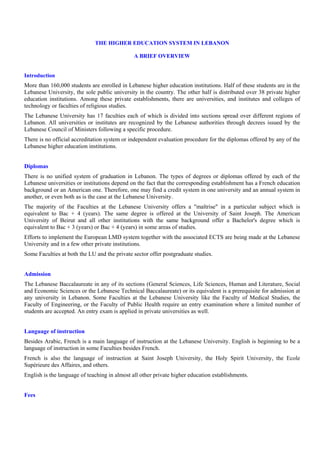 Louaize bc higher education in lebanon | PDF