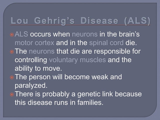 Lou Gehrig’S Disease (Als) | PPTX | Physical Therapy | Wellness