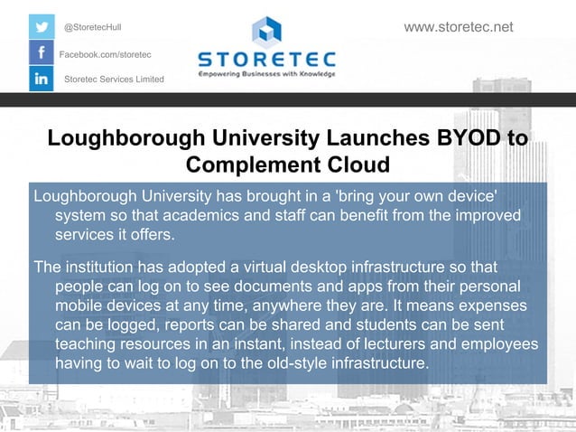 Loughborough university launches byod to complement cloud | PPT | Cloud Computing | Internet