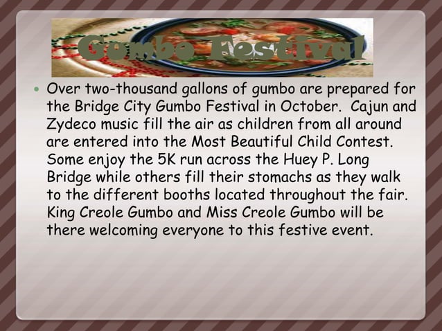 Louisiana festivals!!! | PPTX | National & Civic Holidays | Holidays
