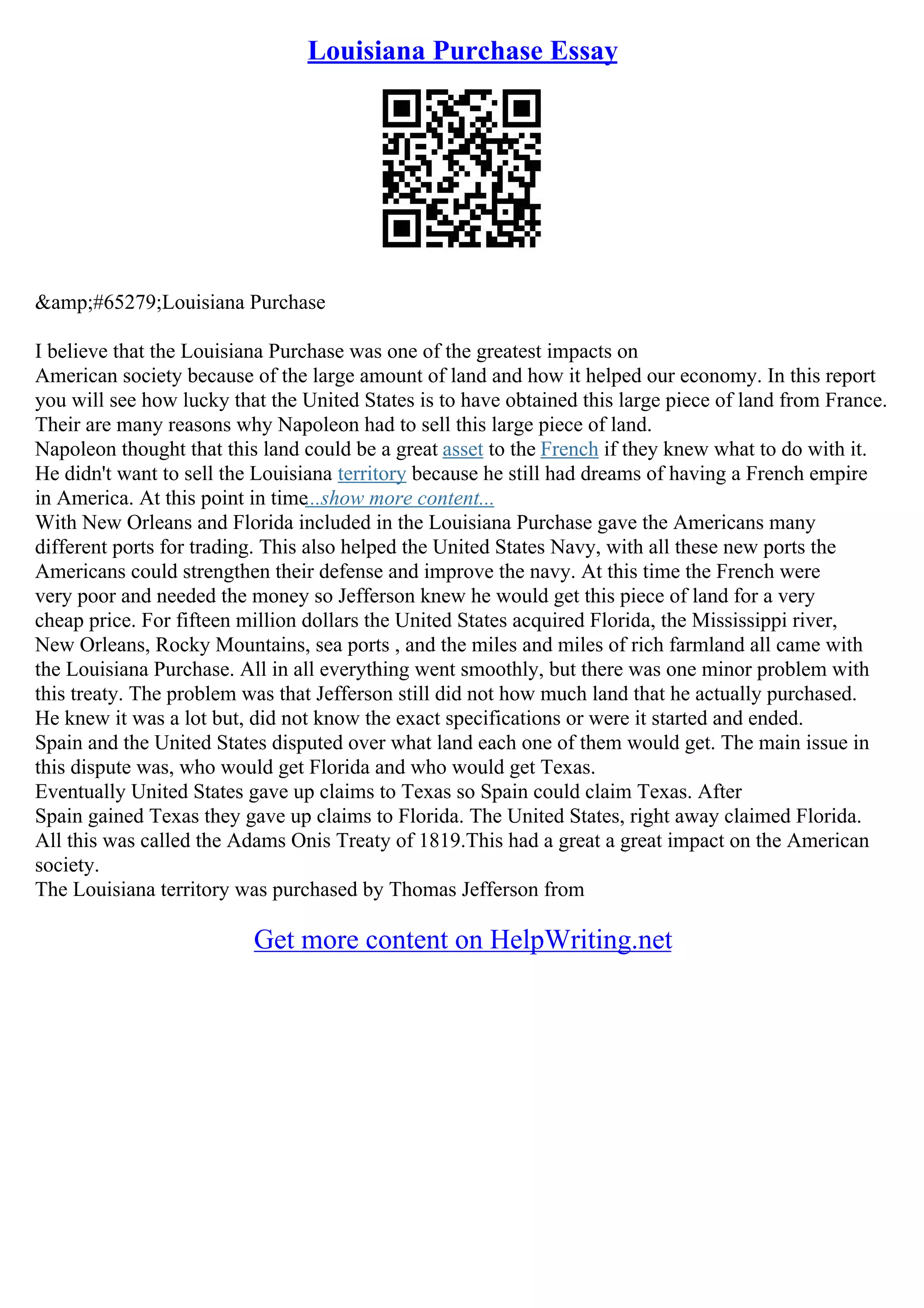 Louisiana Purchase Essay | PDF