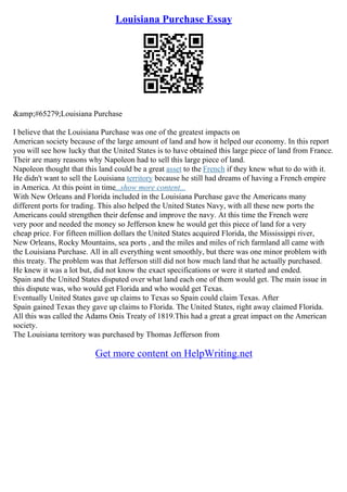 Louisiana Purchase Essay | PDF