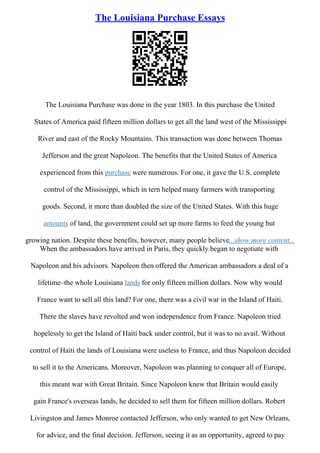Louisiana Purchase Essay | PDF