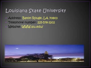 Louisiana state university (lsu) jamie perkins | PPTX | Undergraduate ...