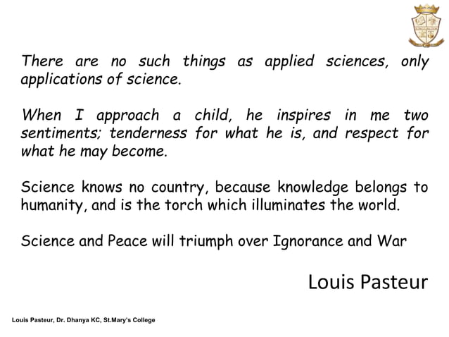 Louis Pasteur - Contributions to Science | PPTX