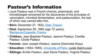 Louis Pasteur: Pioneer of Germ Theory, Vaccines, and Pasteurization | PPTX