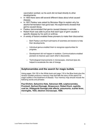 Louis Pasteur and Robert Koch booklet | DOC