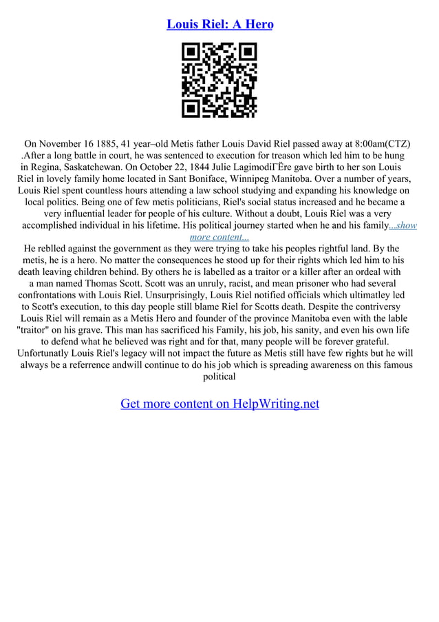 Louis Riel Essay | PDF