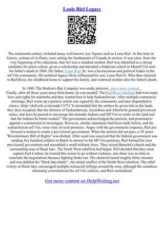 Louis Riel Essay | PDF