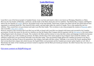 Louis Riel Legacy | PPT