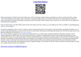 Louis Riel Summary | PDF