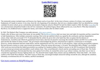 Louis Riel Summary | PDF