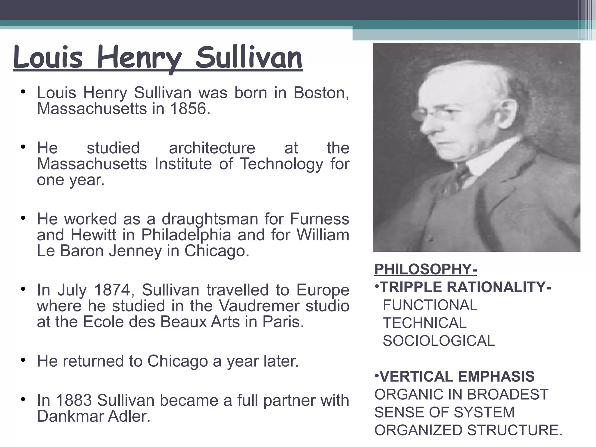Presentation on Architect Louis Sullivan | PPT