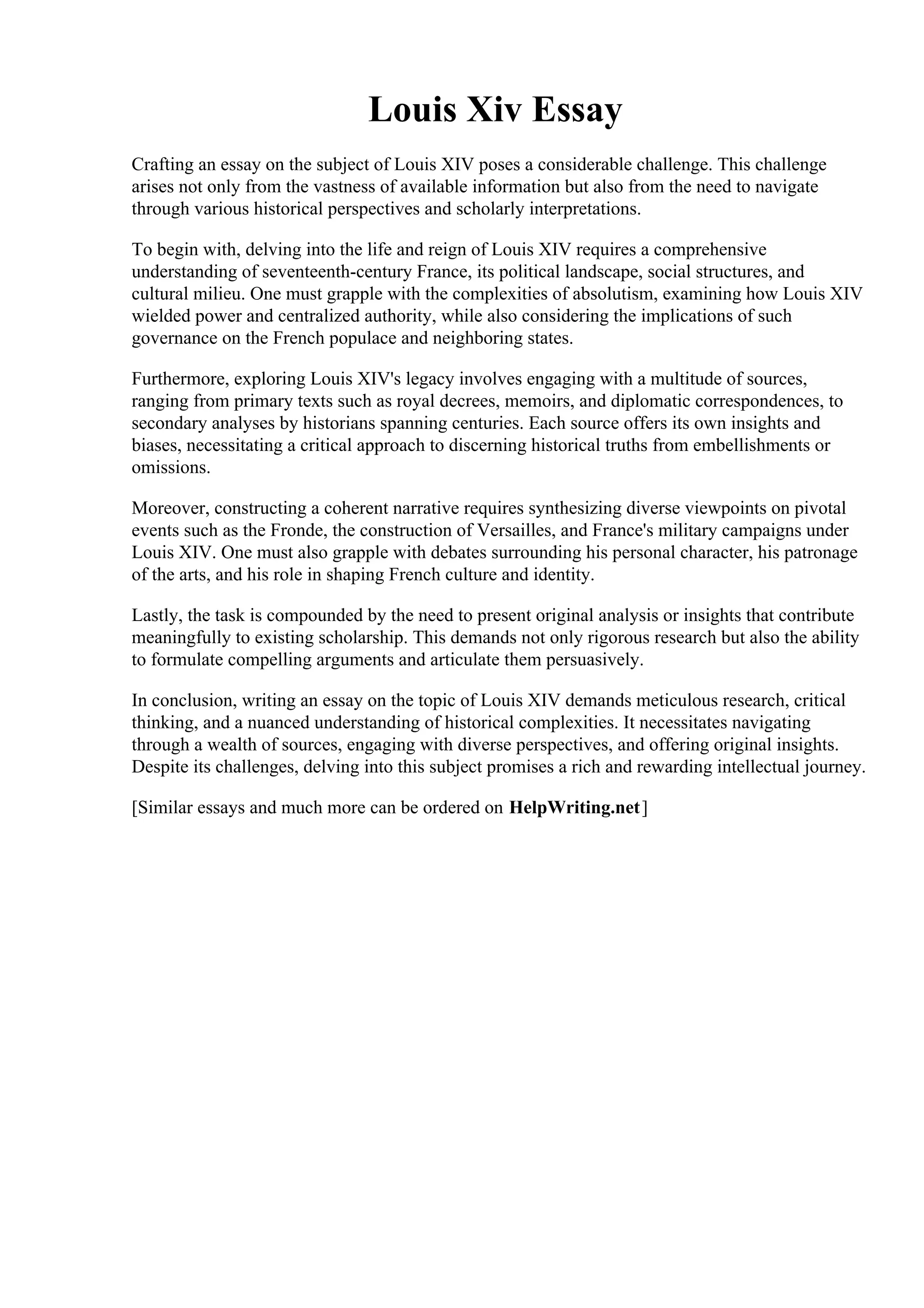 Louis Xiv Essay | PDF