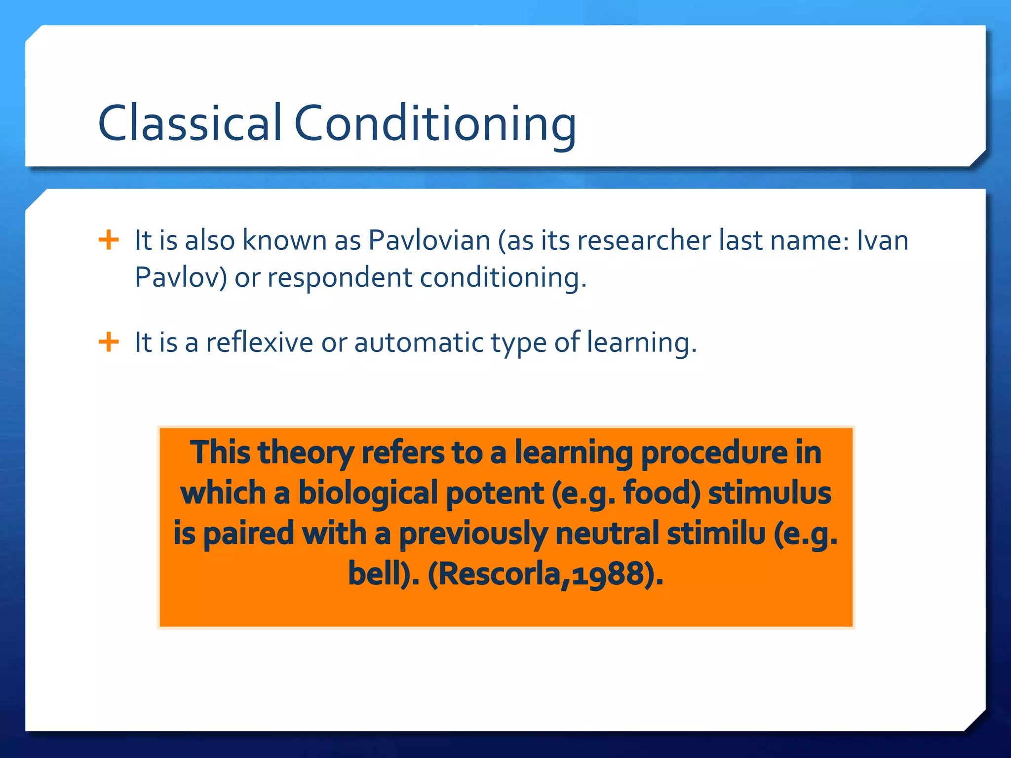Learning Theories: Classical Conditioning & Gestalt Theory | PPTX