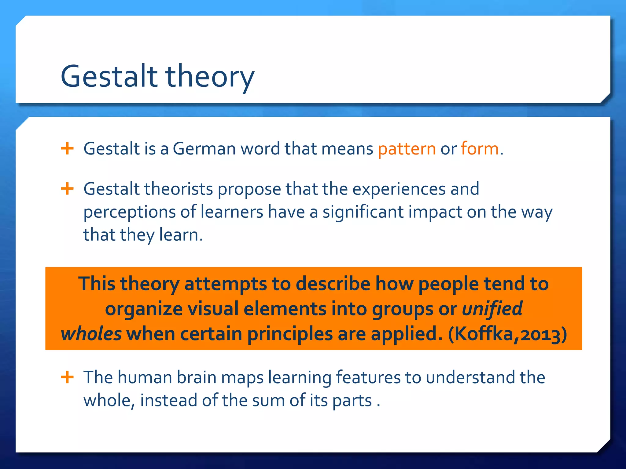 Learning Theories: Classical Conditioning & Gestalt Theory | PPTX
