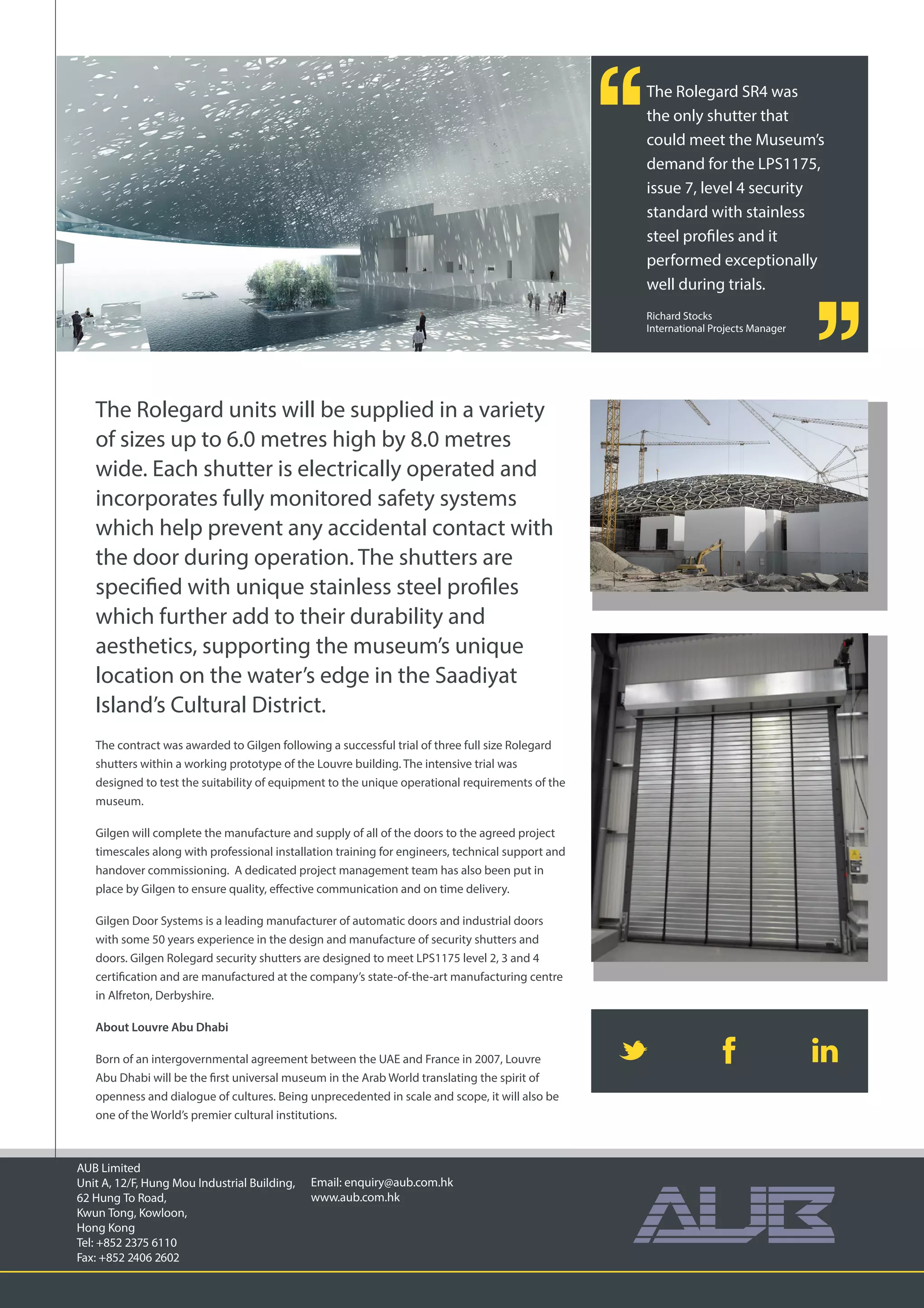 Louvre Abu Dhabi - Security with Gilgen Rolegard Shutters | PDF ...