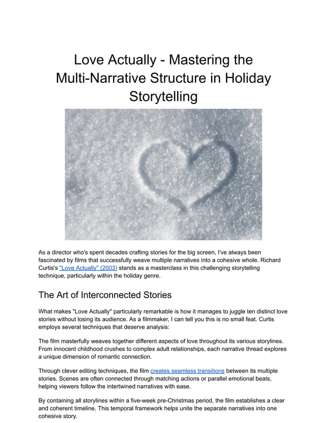 Love Actually - Mastering the Multi-Narrative Structure in Holiday ...