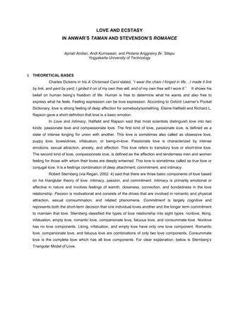 Love and Ecstasy in Anwar's Taman and Stevenson's Romance | PDF