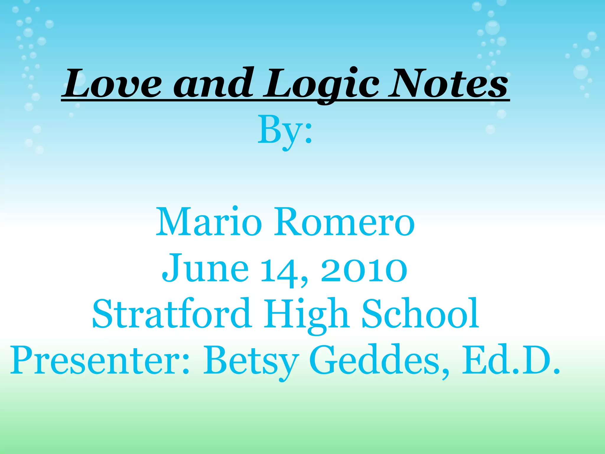 Love and logic | PDF