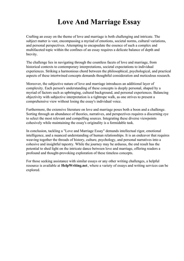 Love And Marriage Essay. Tennessee College of Applied Technology ...